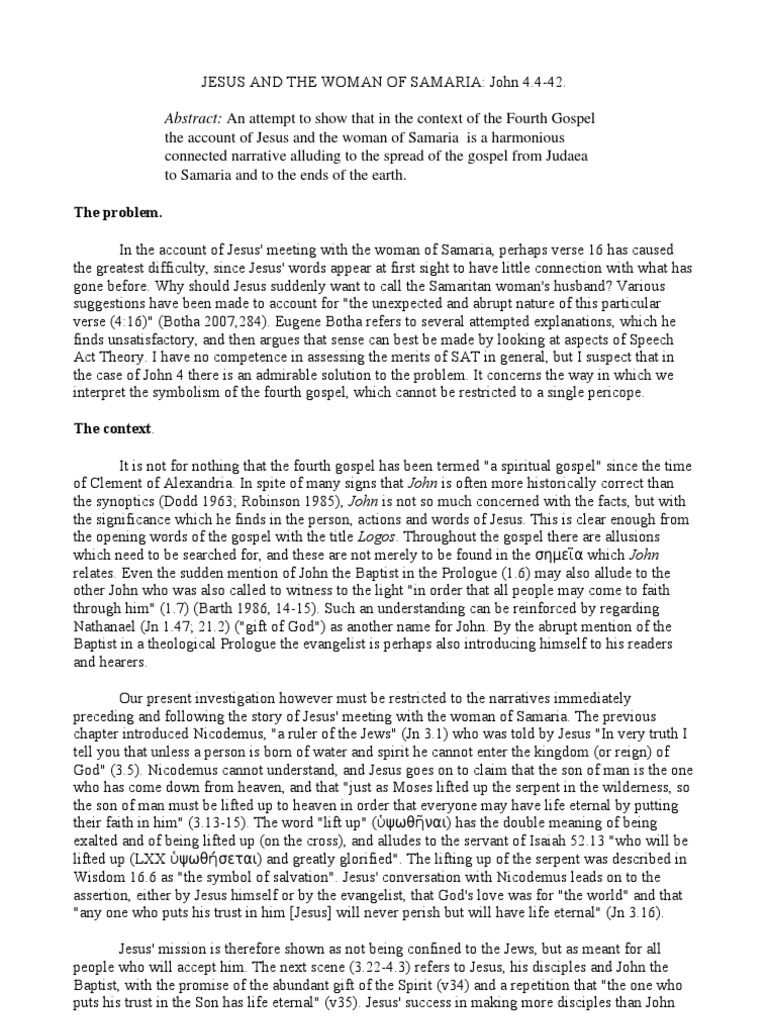 Jesus and The Woman of Samaria-John 4.4-42. | PDF | Samaria | John The ...