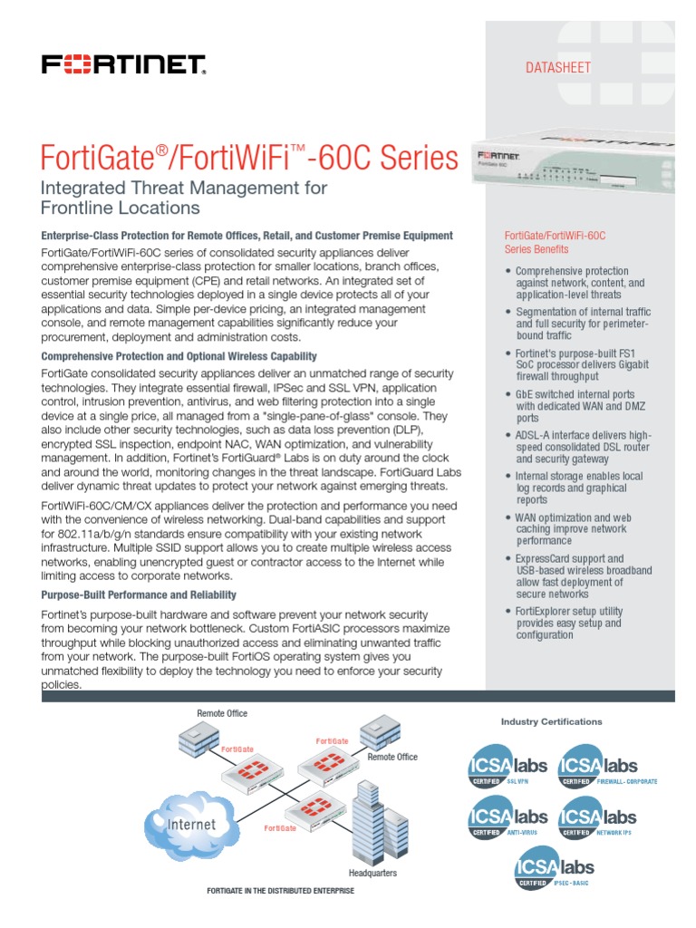 Fortigate /fortiwifi - 60C Series: Integrated Threat Management For Frontline Locations ...