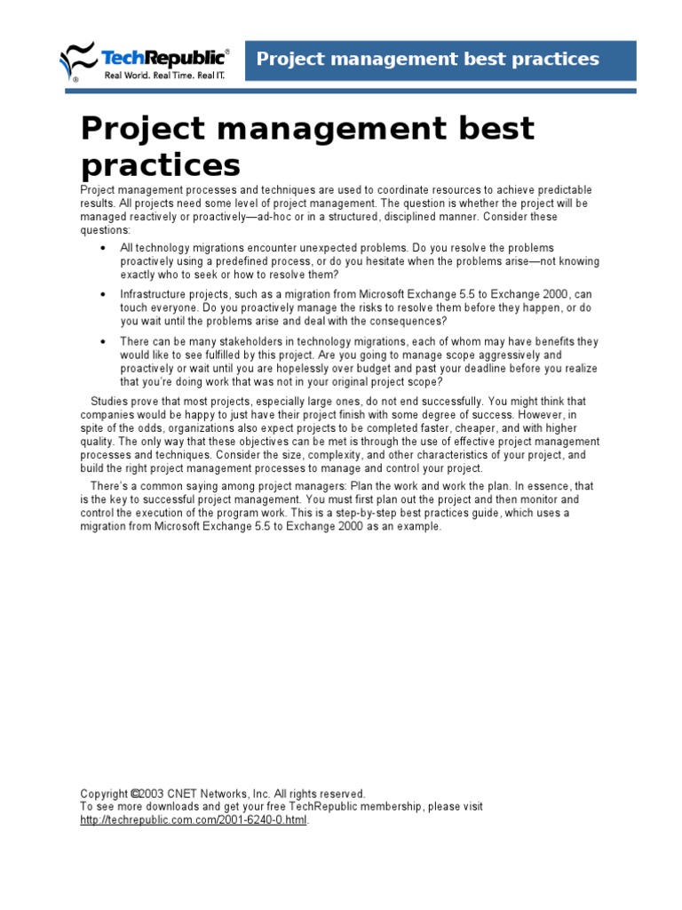 PM Best Practices | PDF | Project Management | Risk