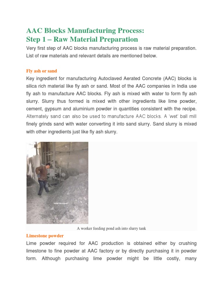 AAC Blocks Manufacturing Process | PDF | Cement | Fly Ash