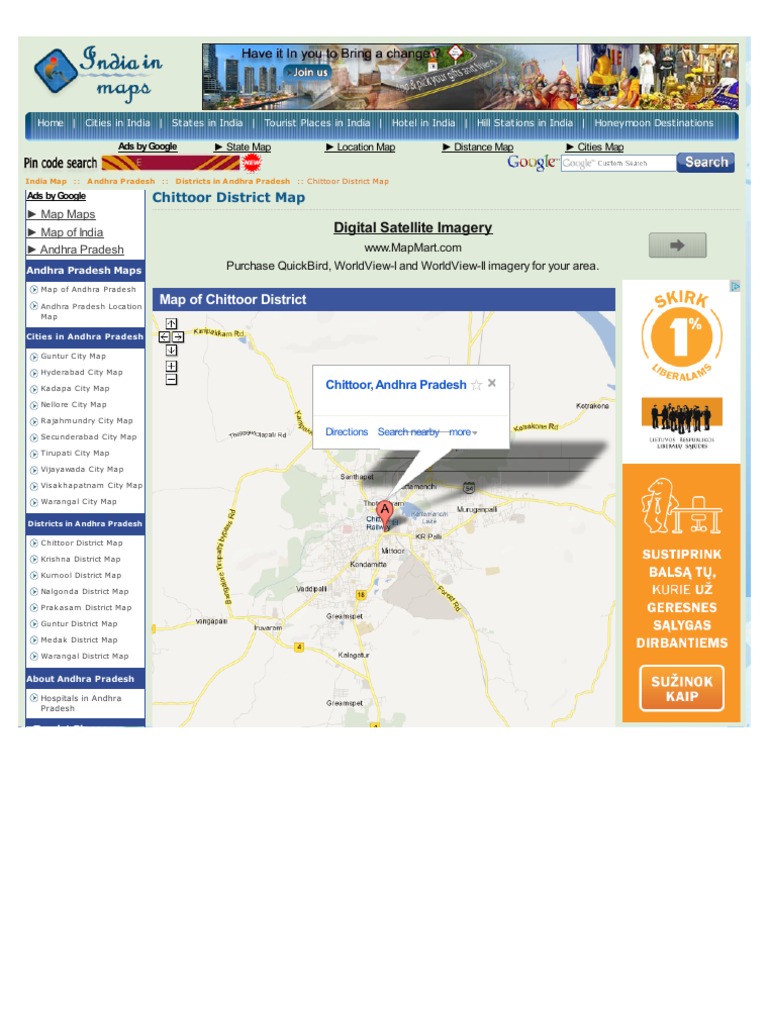 Chittoor District Map | States And Territories Of India | South India