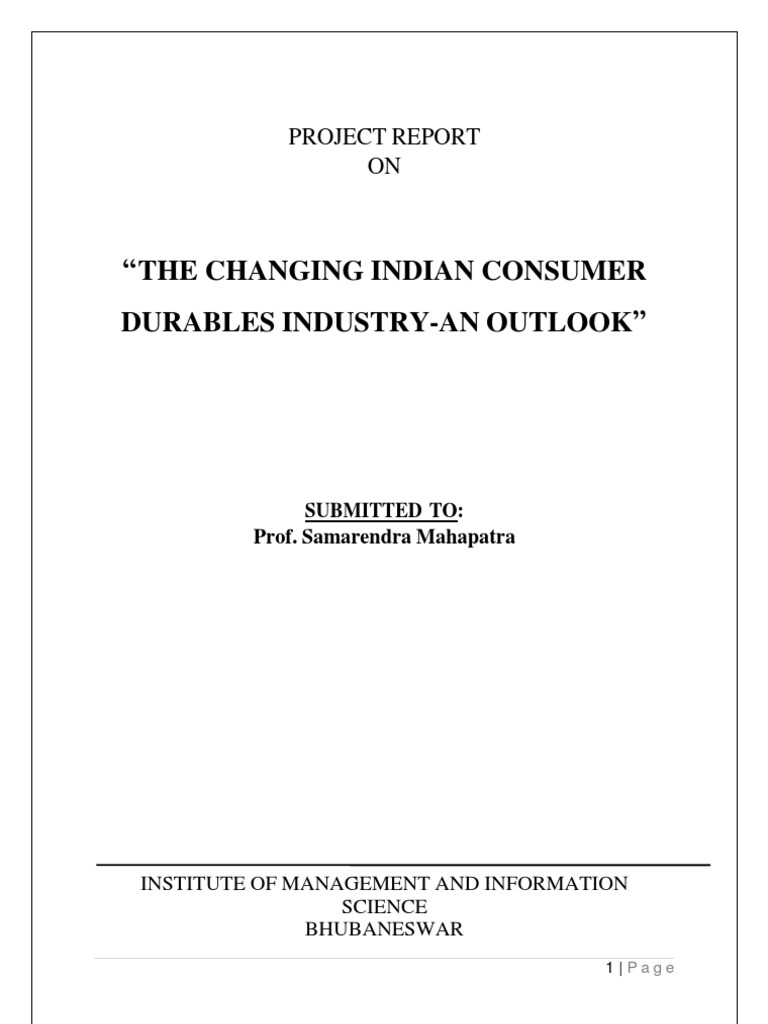 The Changing Indian Consumer Durables Industry-An Outlook: Project ...