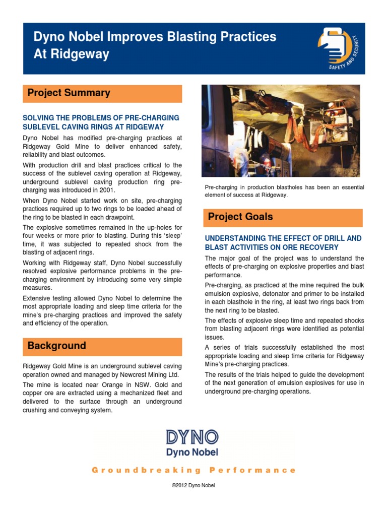 Dyno Nobel Improves Blasting Practices at Ridgeway PDF | PDF | Explosive Material | Mining