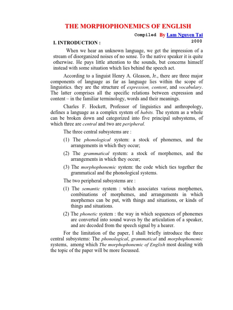 Morphophonemics of English | PDF | Phoneme | Phonology