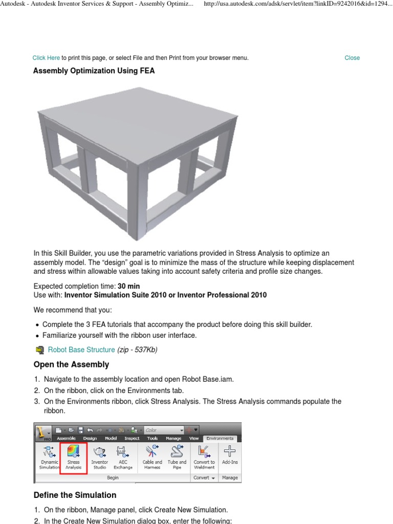 Optimizing a Robot Base Assembly Structure through Finite Element ...