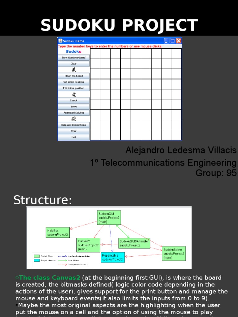 SudokuProject Presentation | PDF | Graphical User Interfaces | Computer Keyboard