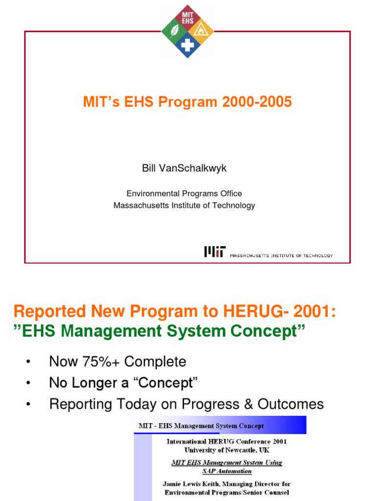Mit'S Ehs Program 2000-2005: Bill Vanschalkwyk | PDF | Massachusetts ...