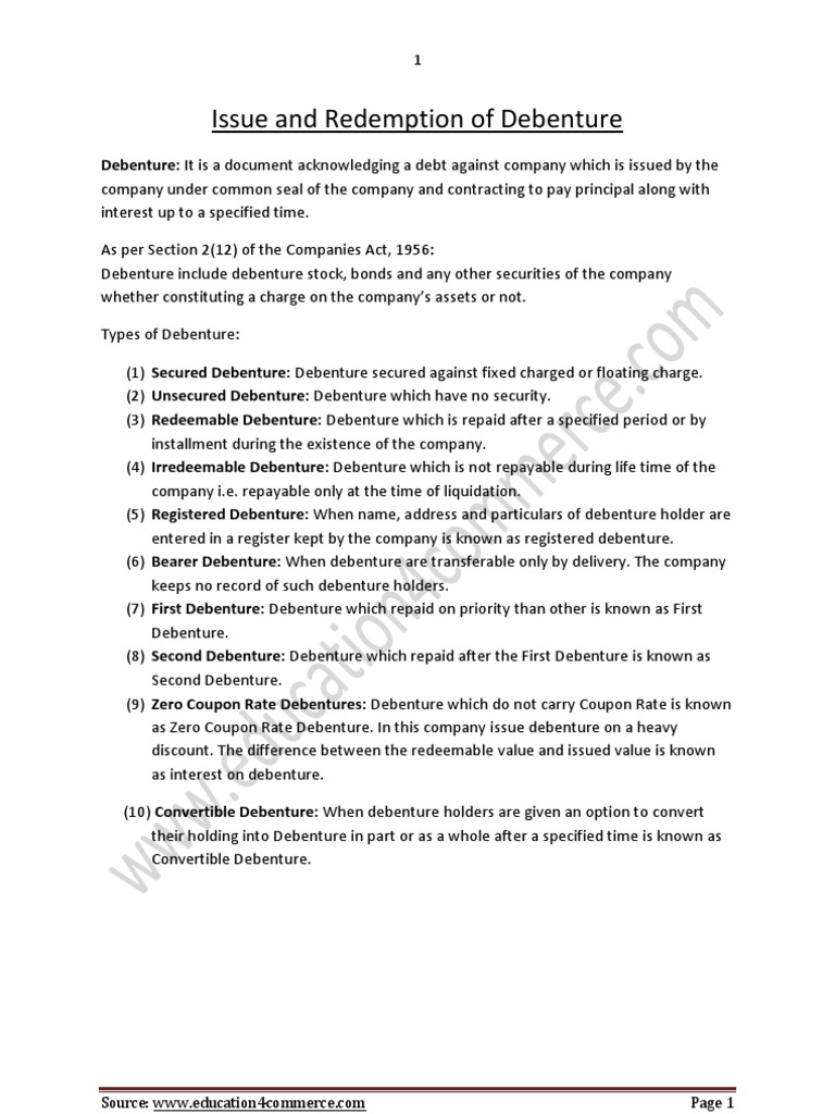 Issue and Redemption of Debenture New | PDF | Debenture | Bonds (Finance)