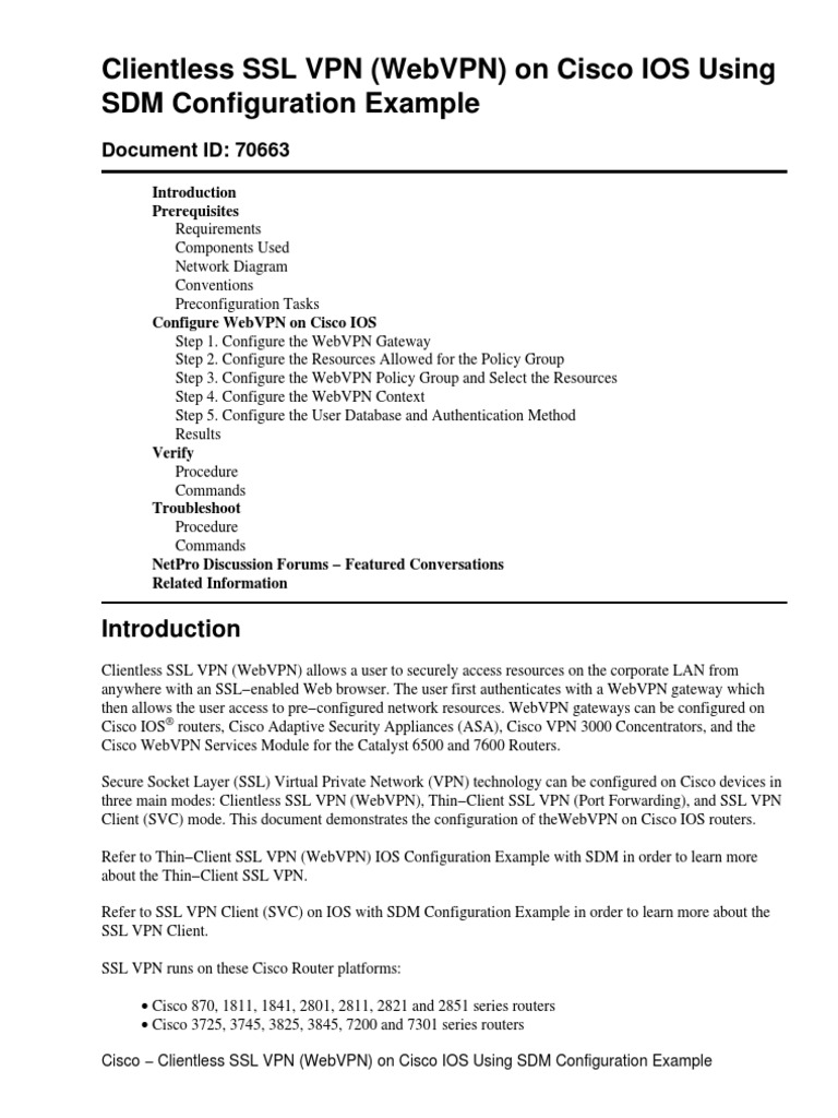 Clientless SSL VPN (Webvpn) On Cisco Ios Using SDM Configuration ...