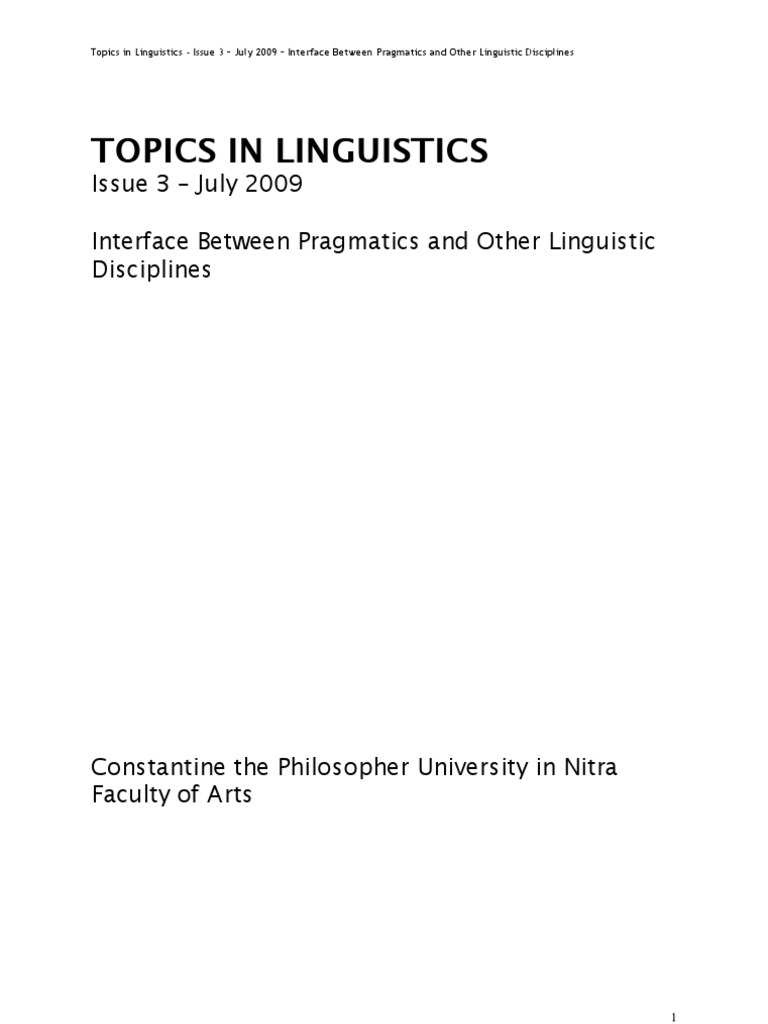 Topics in Linguistics | PDF | Linguistics | Thought