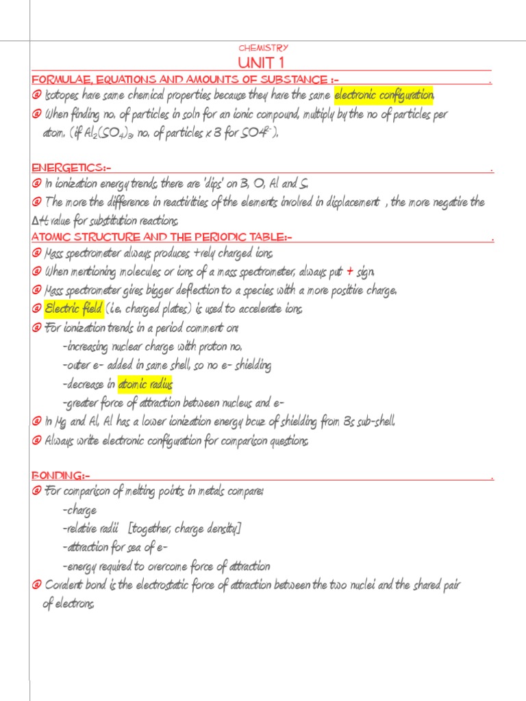 Revision Units 1 & 2 | PDF | Ion | Ionic Bonding
