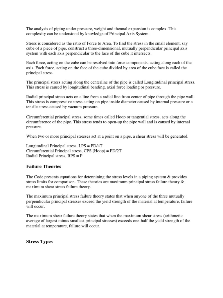 The Analysis of Piping Under Pressure | PDF | Stress (Mechanics ...