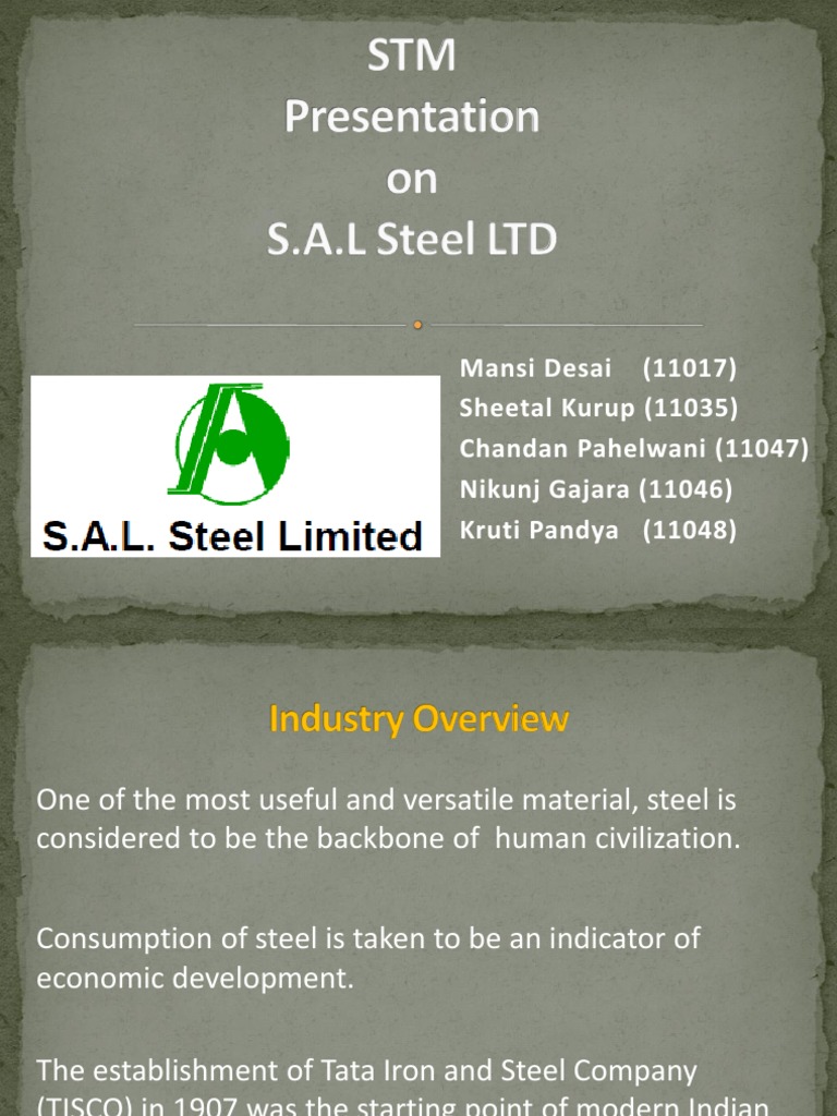 Presentation On SAL Steel LTD | PDF | Conflict Of Interest | Steel