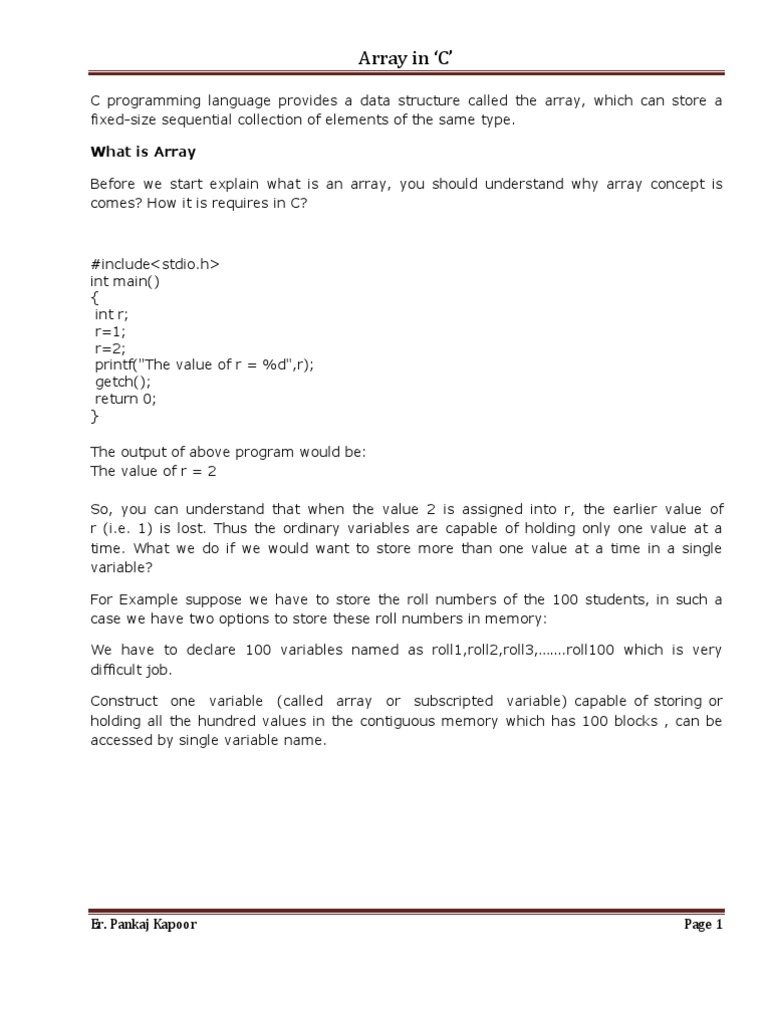 Array in C' | PDF | Data Type | C (Programming Language)