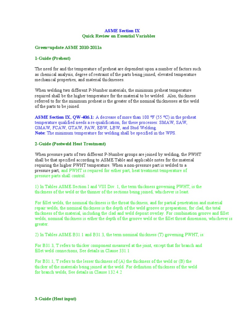Essential Variables in ASME Welding | PDF | Welding | Construction
