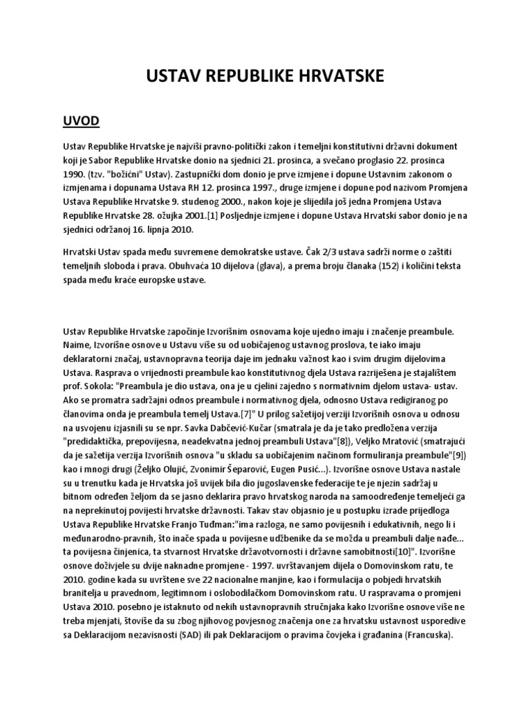 Uvod U Ustav RH | PDF