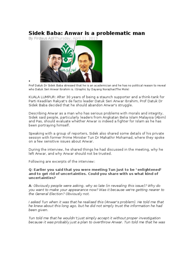 Sidek Baba: Anwar's Integrity Questioned | PDF | Malaysia | Religion ...