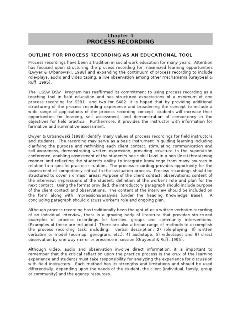 Chapter 4 - Process Recordings | PDF | Leadership | Educational Assessment