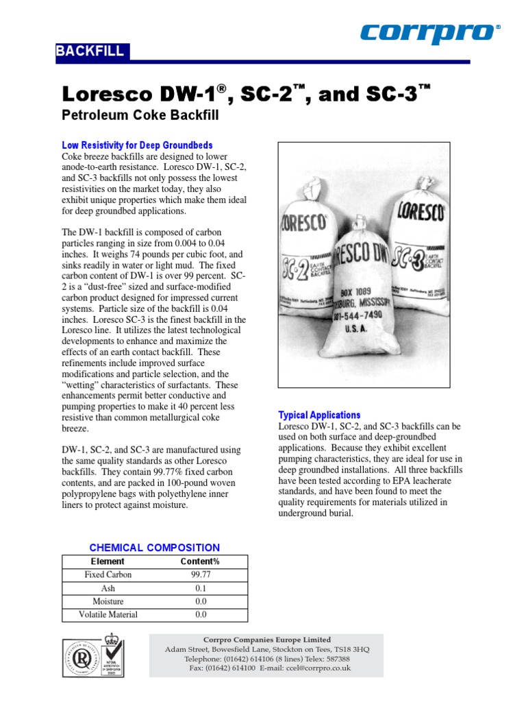 Loresco DW-1, SC-2 and SC-3 Petroleum Coke Backfill | PDF | Coke (Fuel ...
