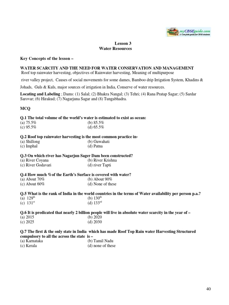 10 SST Impq Geography 03 Water Resources | PDF | Science & Mathematics ...