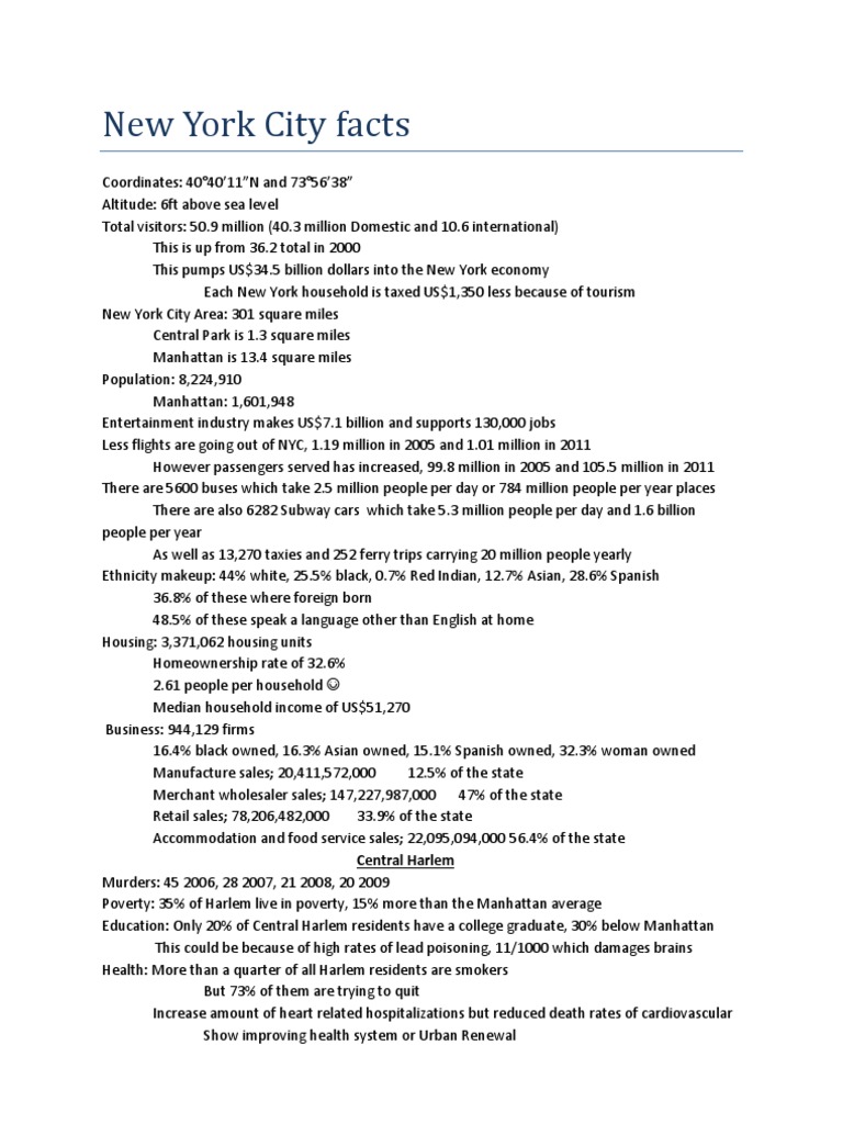 New York City Facts | PDF