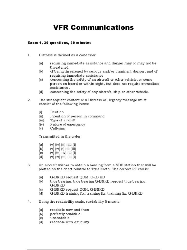 Bristol Groundschool VFR Communications Exam 1 | PDF | Transponder ...