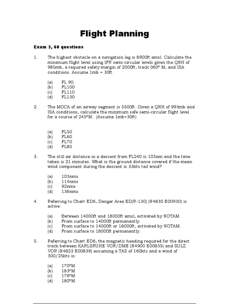 Flight Planning Exam 3 | PDF | Instrument Flight Rules | Aviation