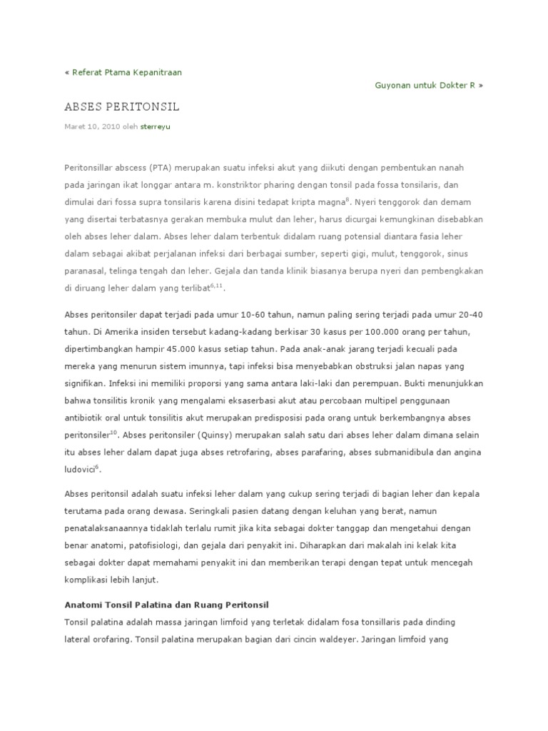 Abses Peritonsil | PDF