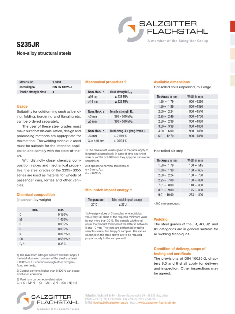 S235JR Steel | PDF | Rolling (Metalworking) | Steel