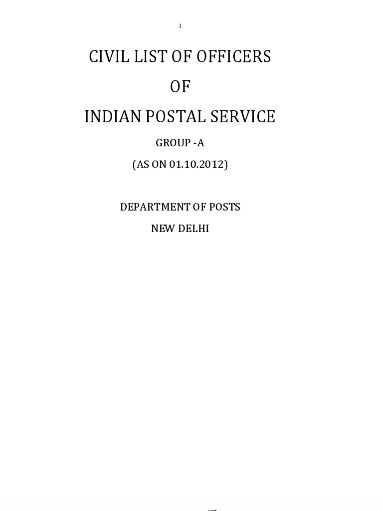 Indian Postal Service Officers List 2012 | PDF