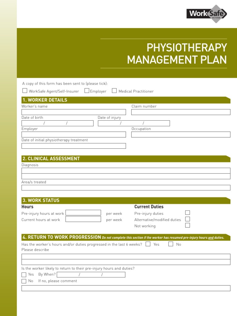 WorkCover Physiotherapy Management Plan | PDF | Physical Therapy ...
