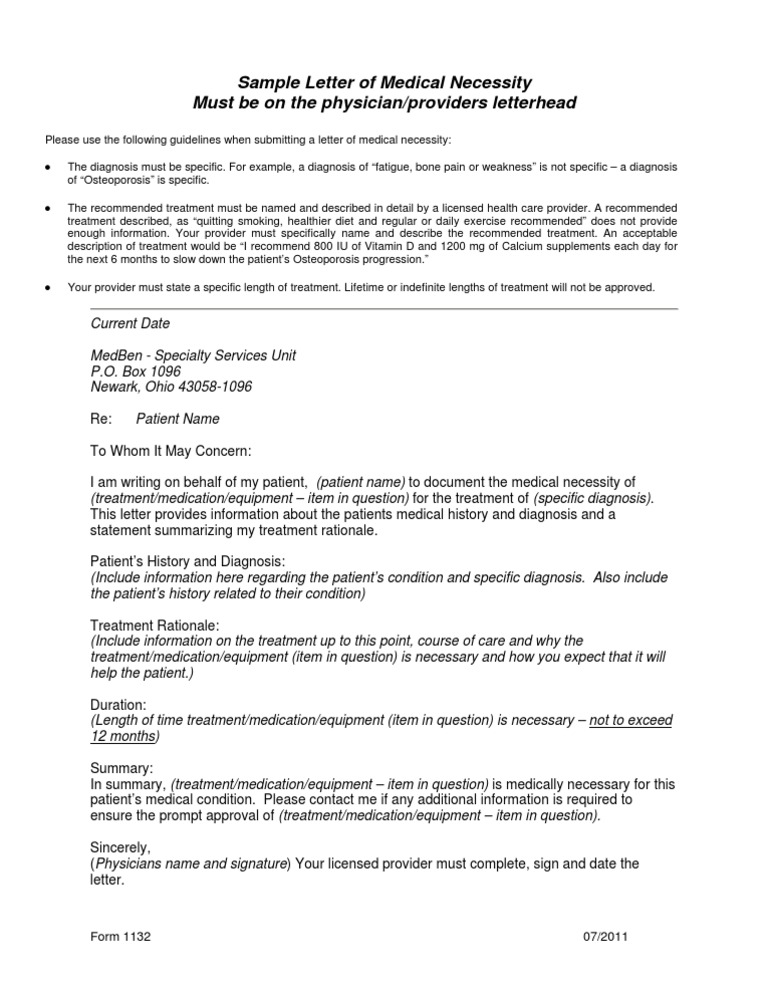 Medical Necessity Letter Template | PDF