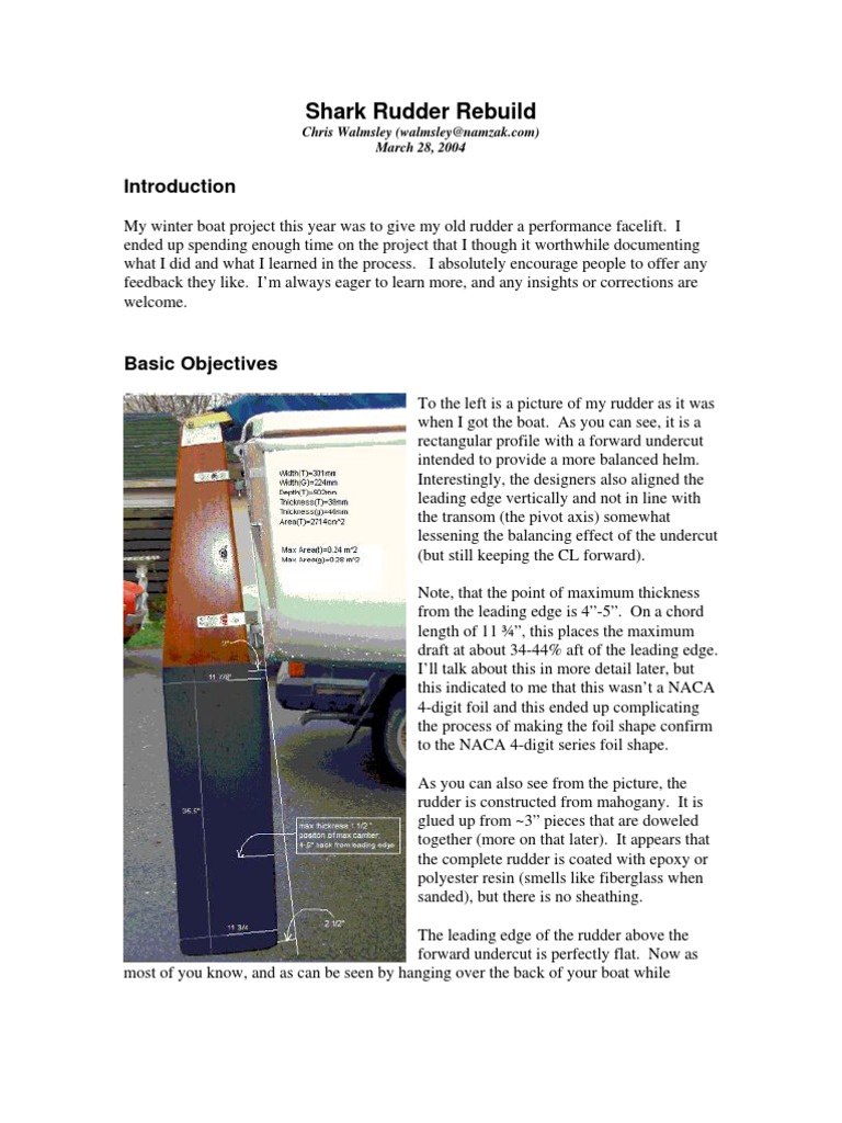 Naca - Shark Rudder Rebuild | PDF | Epoxy | Area