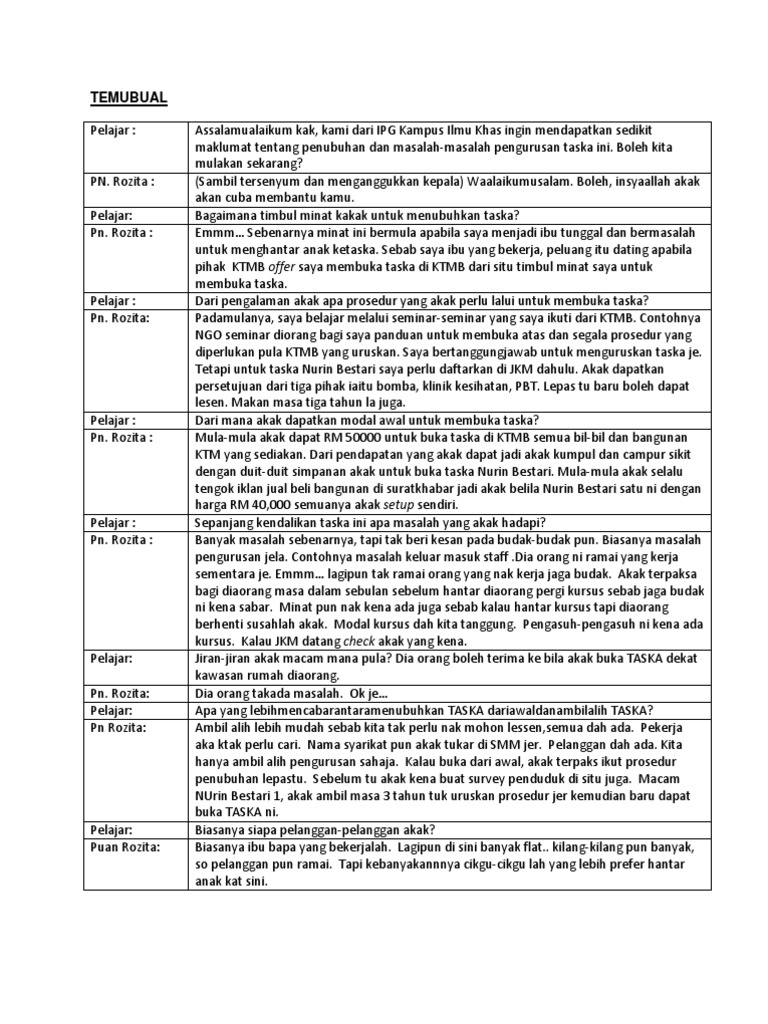 Transkrip Temubual | PDF