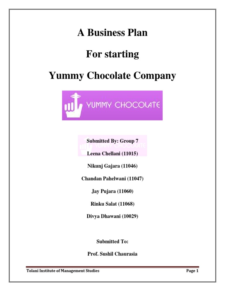 Business Plan For Starting A Chocolate Company | PDF | Chocolate | Butter