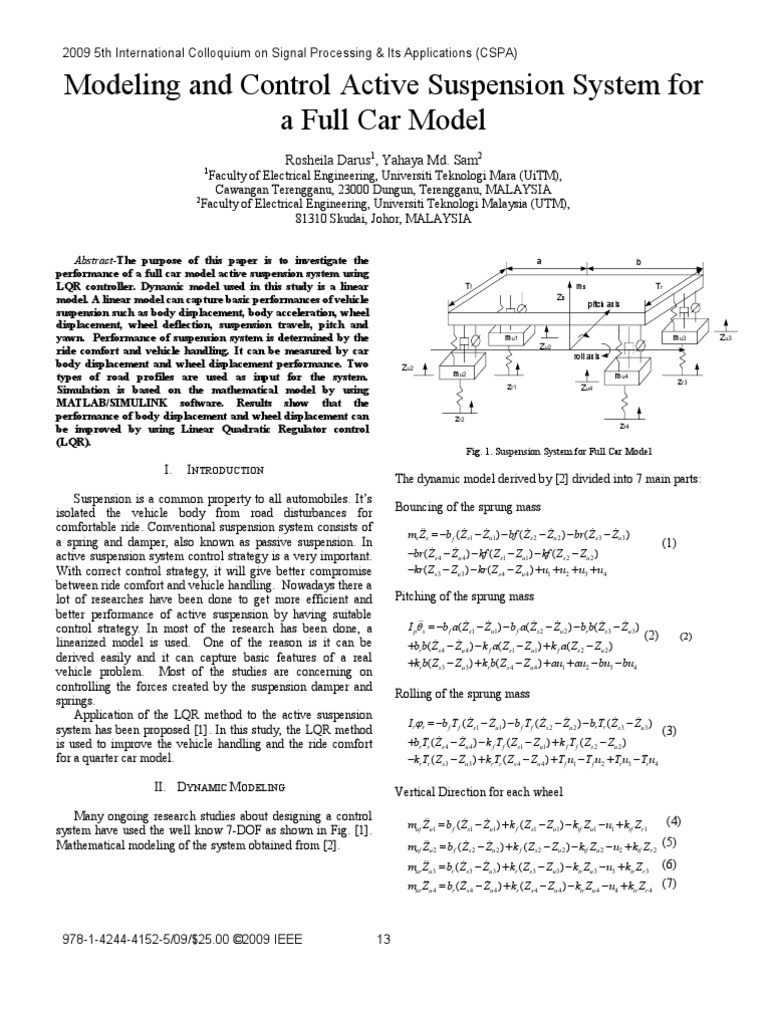 Modeling and Control Active Suspension System For A Full Car Model ...
