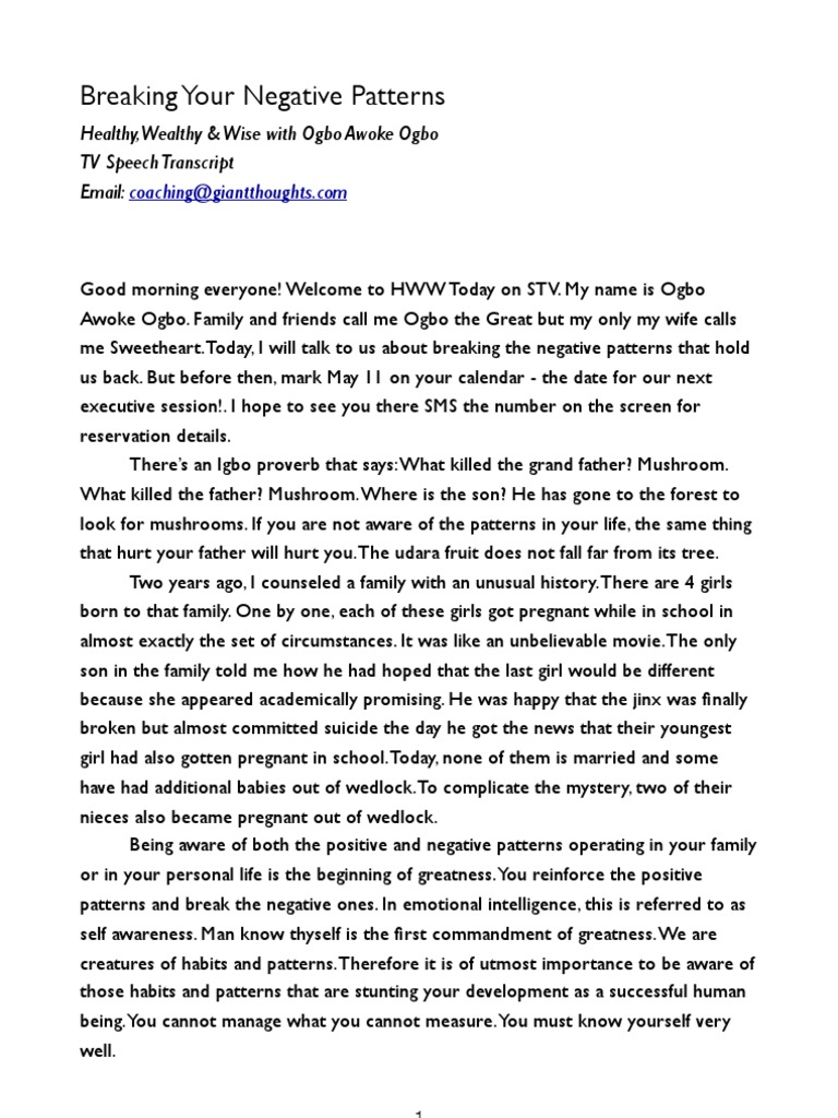 Breaking Negative Patterns | PDF