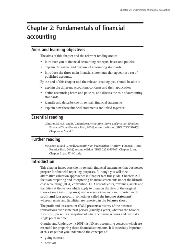 Chapter 2: Fundamentals of Financial Accounting: Aims and Learning ...