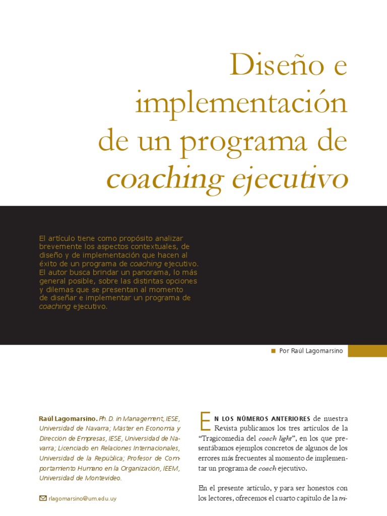 Coaching Ejecutivo PDF | PDF | Diseño | Evolución