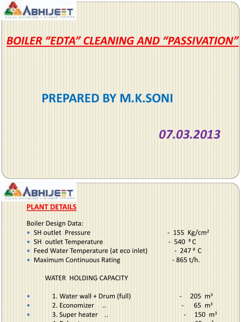 Edta Cleaning Passivation | PDF | Boiler | Ethylenediaminetetraacetic Acid