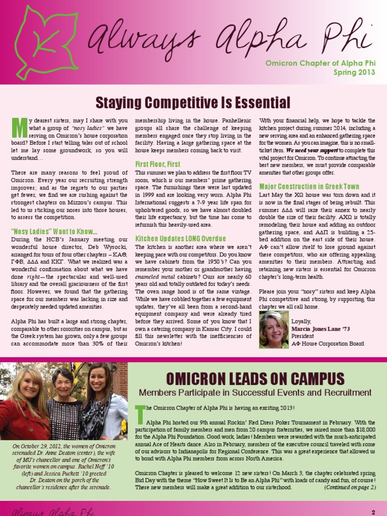 Always Alpha Phi Spring 13 | PDF | Fraternities And Sororities | Leisure