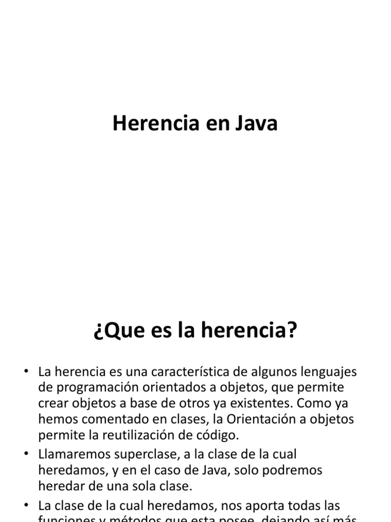 Herencia en Java | PDF | Herencia (Programación Orientada a Objetos) | Objeto (informática)