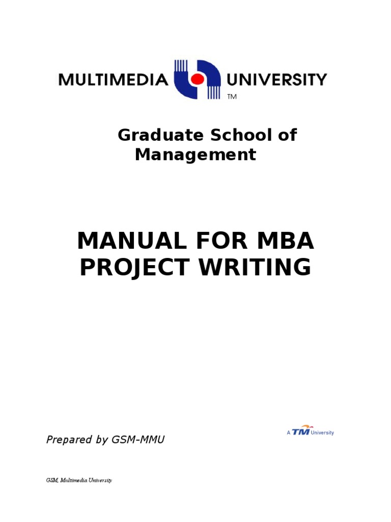 Manual For Mba Project Writing: Graduate School of Management | PDF ...
