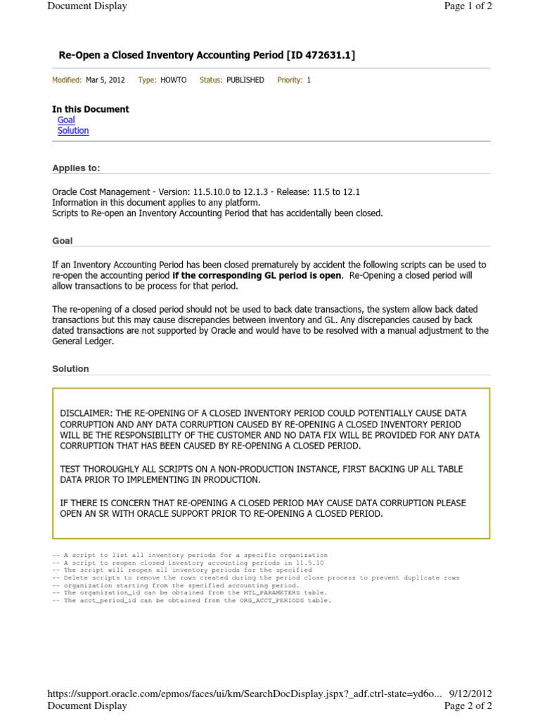 Opening A Close Inventory Period | PDF | Inventory | Information Retrieval