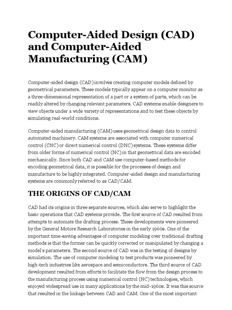 Computer Aided Design and Manufacturing | PDF | Computer Aided Design ...