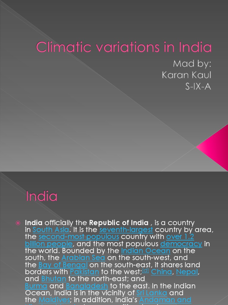 Climatic Variations in India | PDF | Monsoon | Earth Sciences