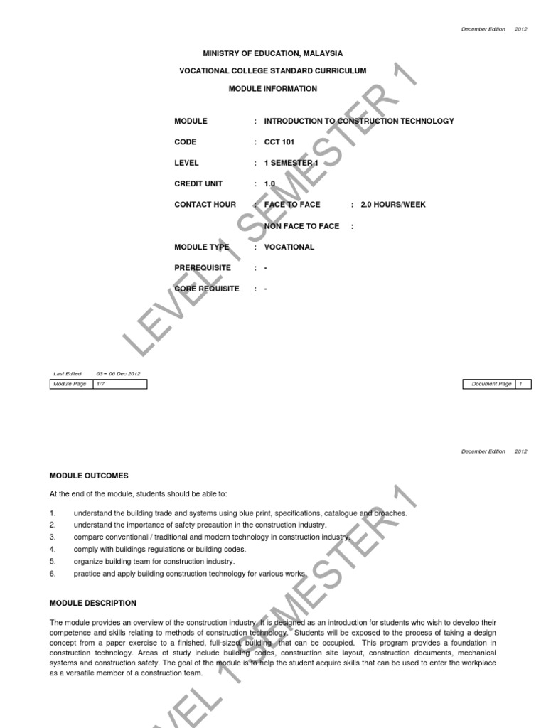 Modul 1 - Introduction To Construction Technology | PDF | Specification ...