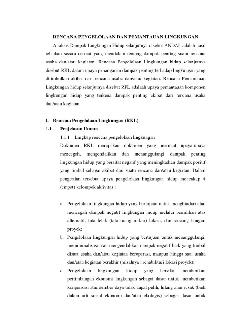 Rencana Pengelolaan dan Pemantauan Lingkungan | PDF