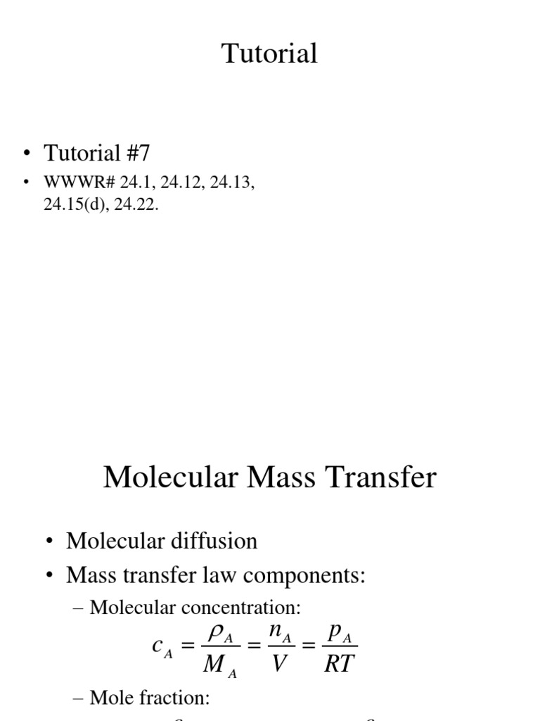 Masstransfer Fundamentals | PDF | Diffusion | Mole (Unit)