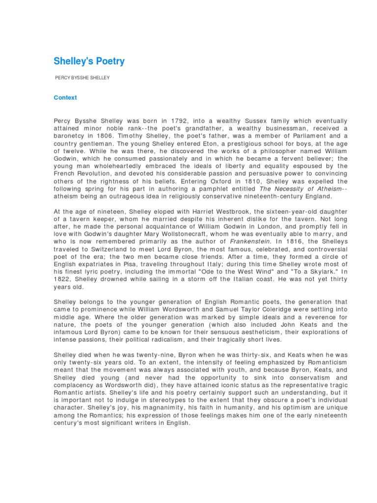 Shelley-Ode to West Wind | Percy Bysshe Shelley | Romanticism